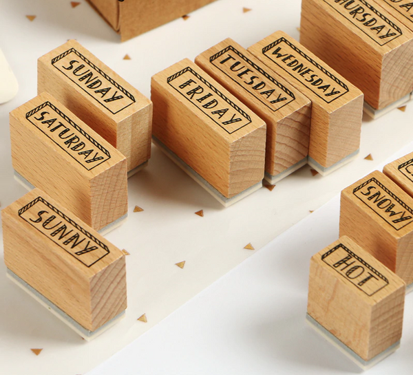 Days of the Week Wooden Stamps - Kawaii Pen Shop - Cutsy World